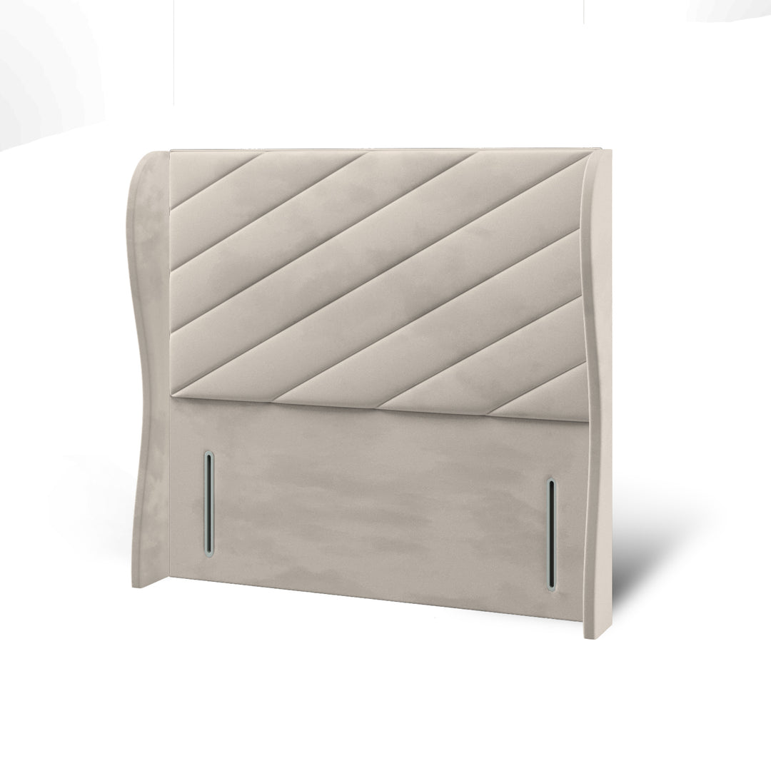 Athens Diagonal Panel Fabric Upholstered Solitaire Winged Headboard wi ...