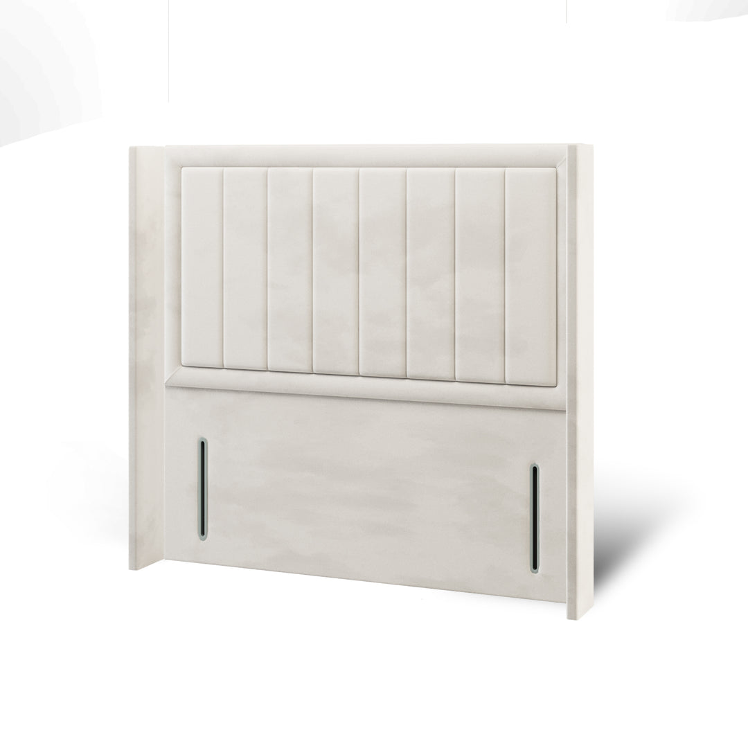 Bella Vertical Panel Border Fabric Upholstered Serenity Winged Headboa ...