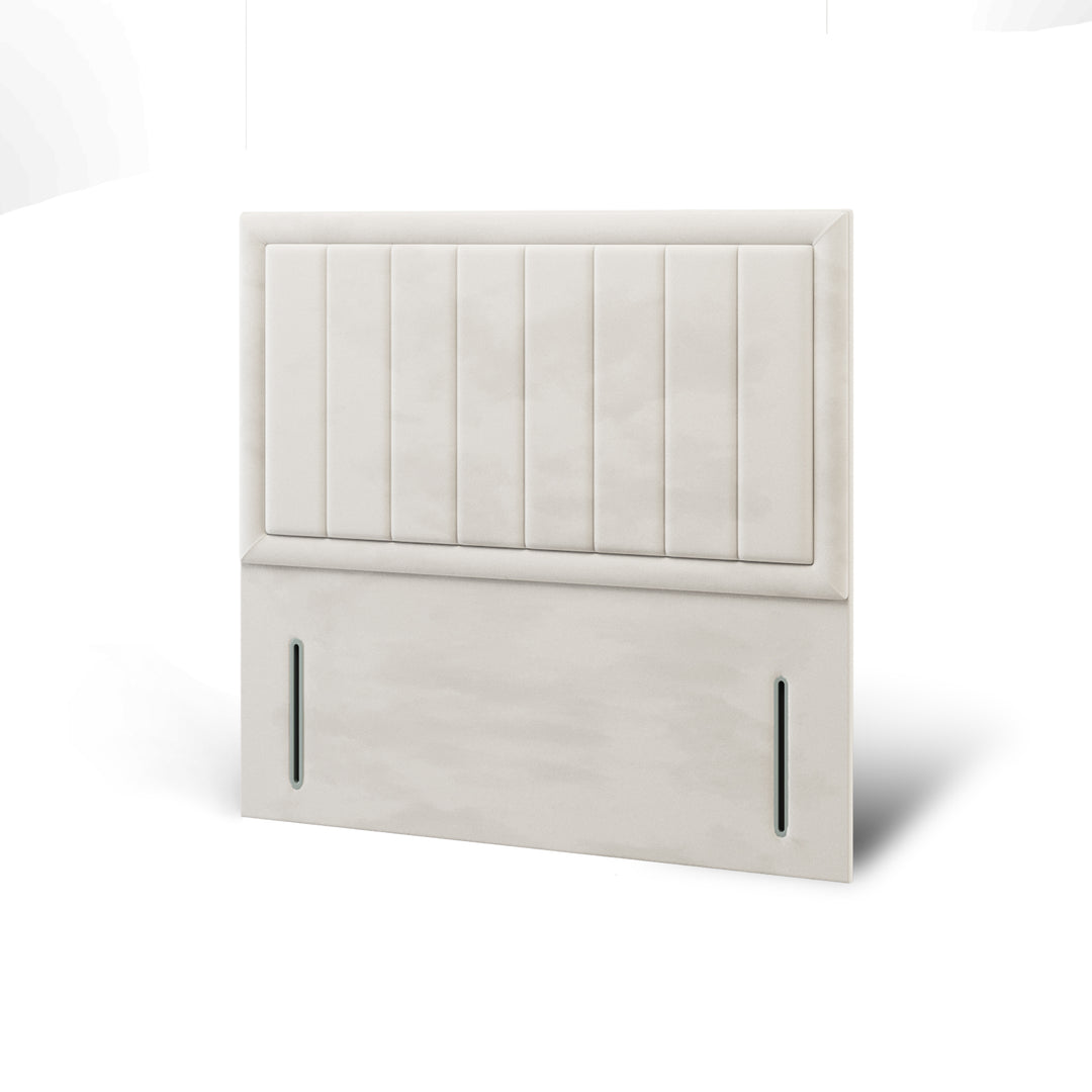 Bella Vertical Lines Border Fabric Upholstered Tall Headboard with Ott ...