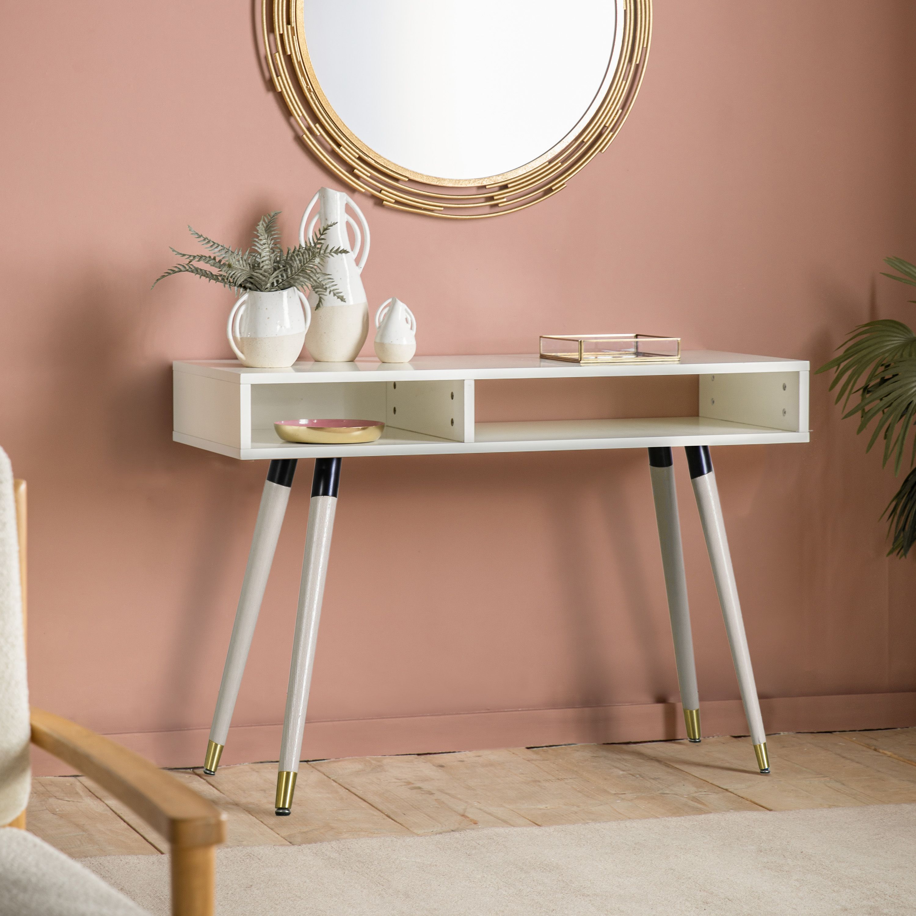 Holbrook White Storage Console Table