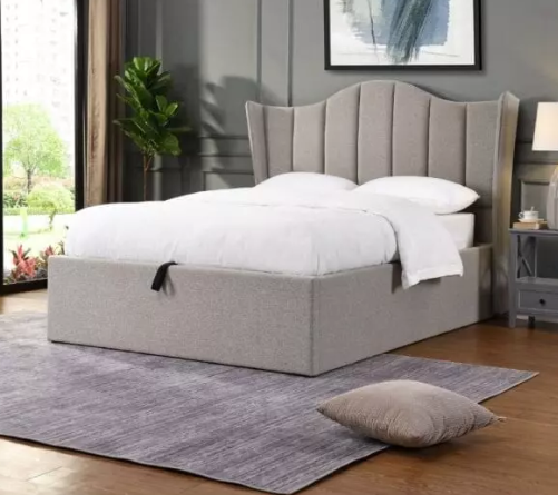 Top Curved Wing Vertical panel Upholstered Sleigh Bed - Chic Concept