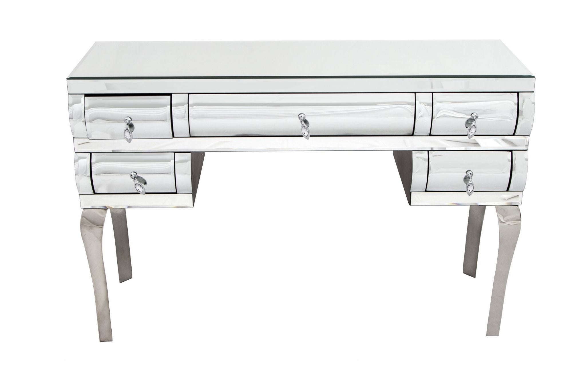 Curved Mirrored 5 Drawer Dressing Table – Chic Concept